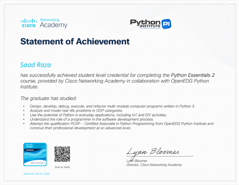 Python Certificate 2 | PDF