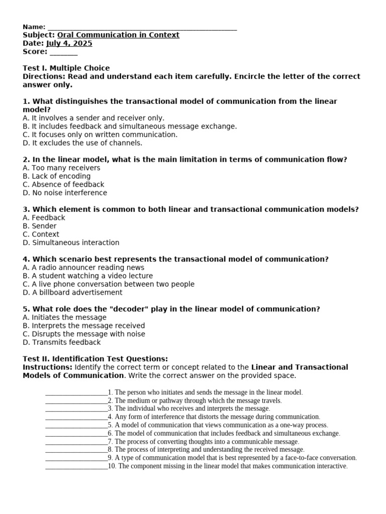 Transactional vs. Linear Communication Models | PDF | Communication ...