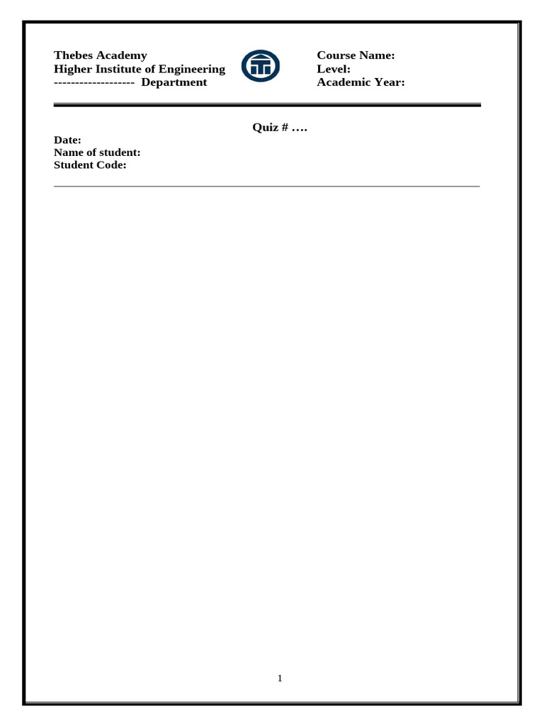 Quiz Template Page | PDF