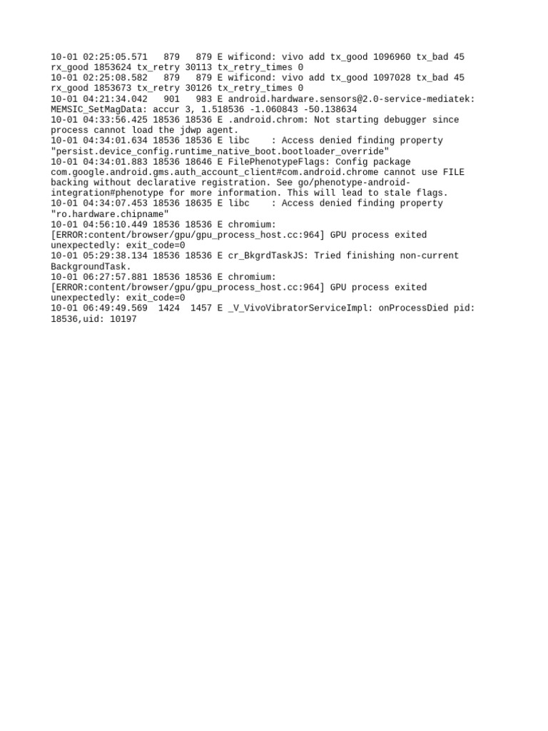 Android Error Logs and Diagnostics | PDF