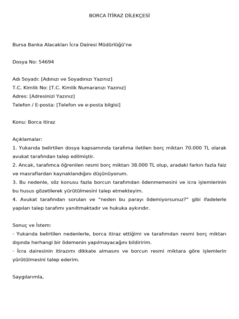 Borca Itiraz Dilekcesi | PDF