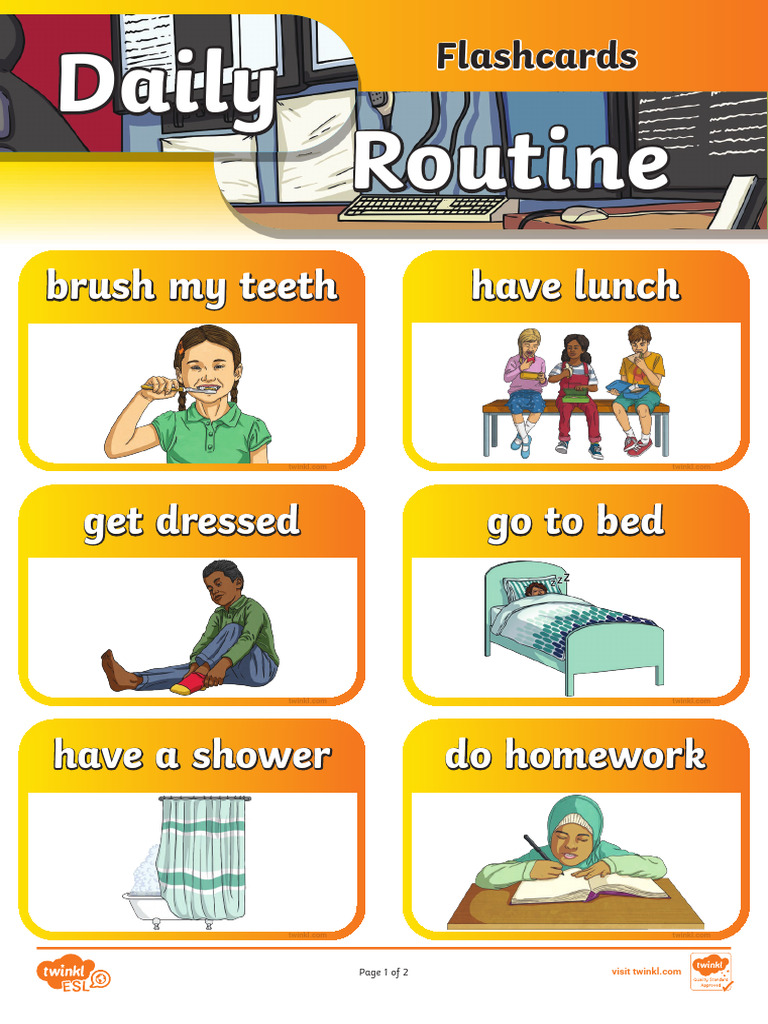 ESL Daily Routine Flashcards | PDF