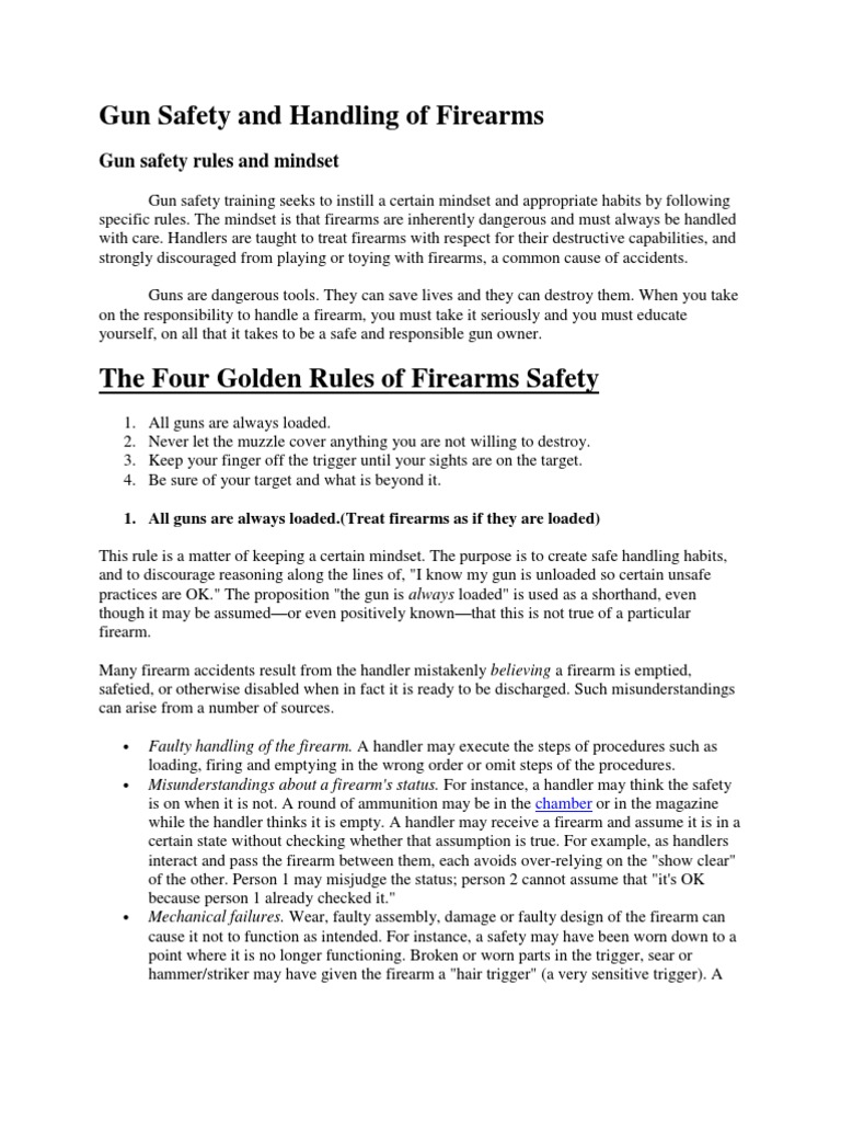Gun Safety and Handling of Firearms | PDF | Cartridge (Firearms) | Firearms