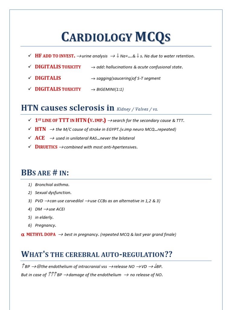 Cardiology MCQs | PDF | Cardiac Arrhythmia | Internal Medicine