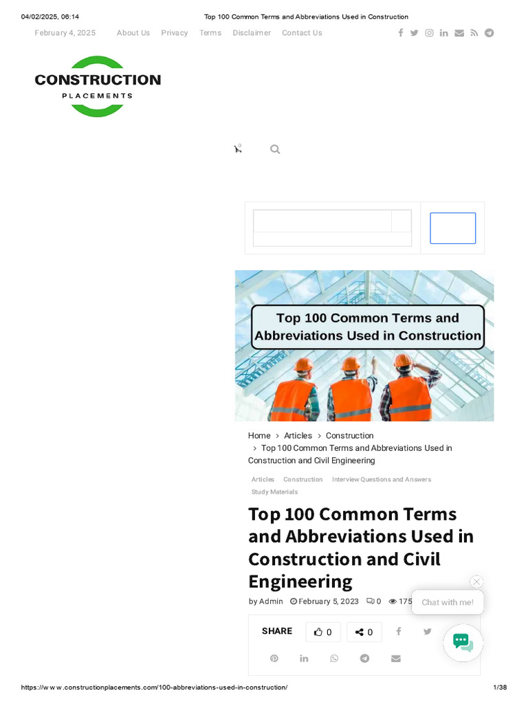 Top 100 Construction Terms & Abbreviations | PDF | Personal Protective ...