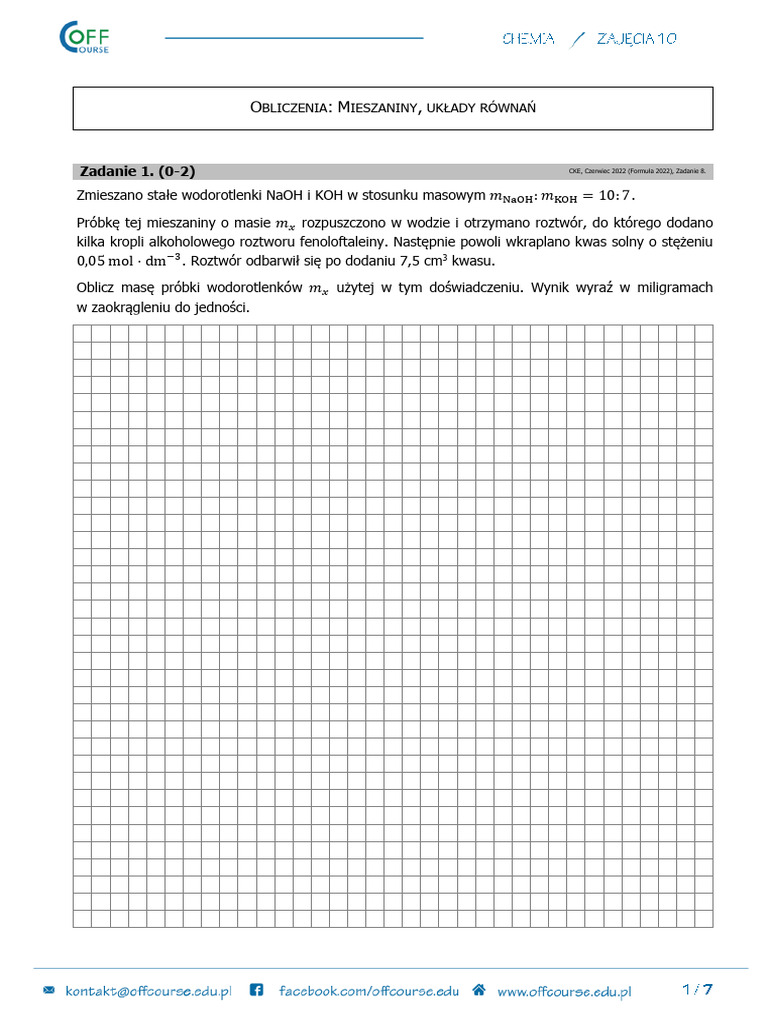 C 1.0 10 M23 Obliczenia Mieszaniny Uklady Rownan | PDF