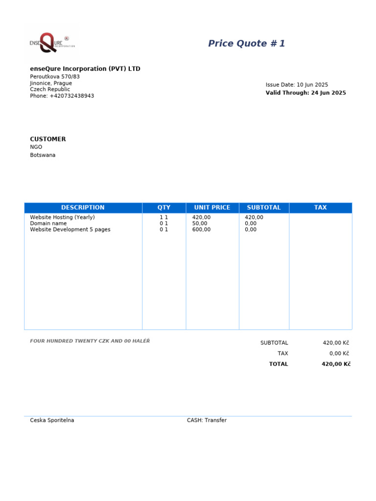 Price Quote 1 | PDF