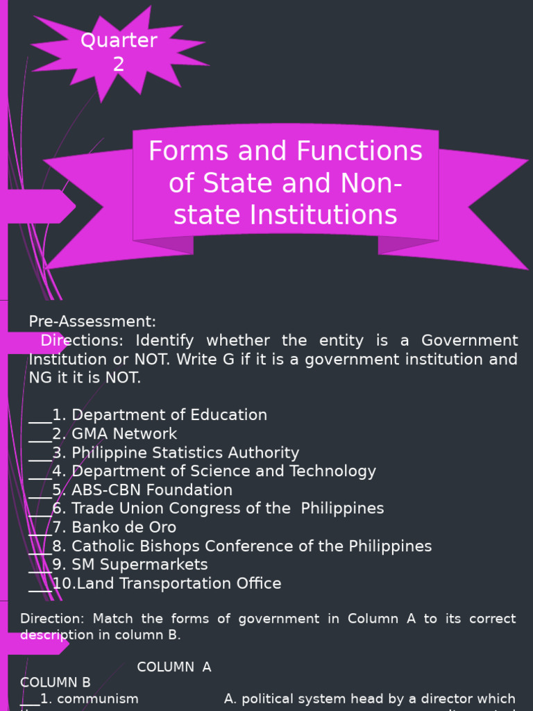 UCSP 2Q PP M7 State and Non State | PDF | Fascism | Communism