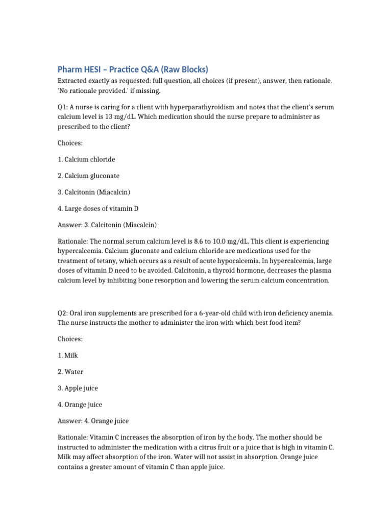 Pharm Hesi Qa Final | PDF | Hypoglycemia | Drugs