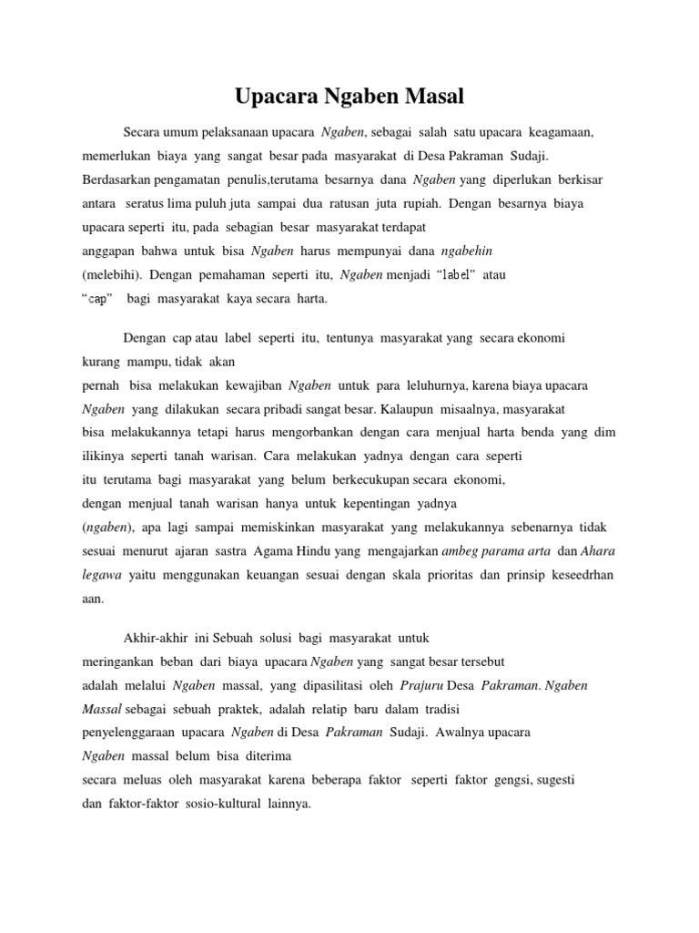 Upacara Ngaben Masal | PDF