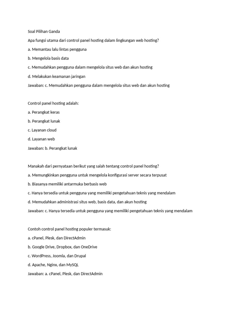 Fungsi dan Jenis Control Panel Hosting | PDF