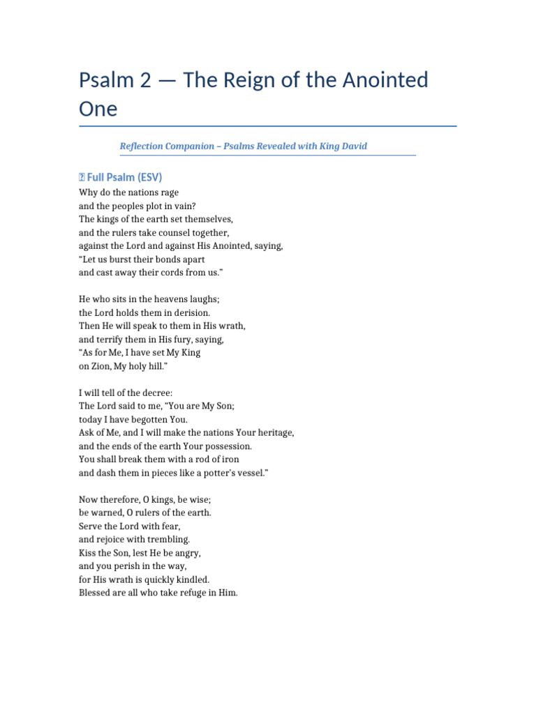 Psalm 2 Reflection: The Anointed One | PDF | Religious Belief And Doctrine