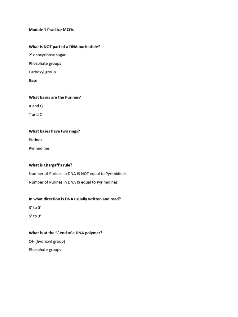 Module 1 Practice MCQs | PDF