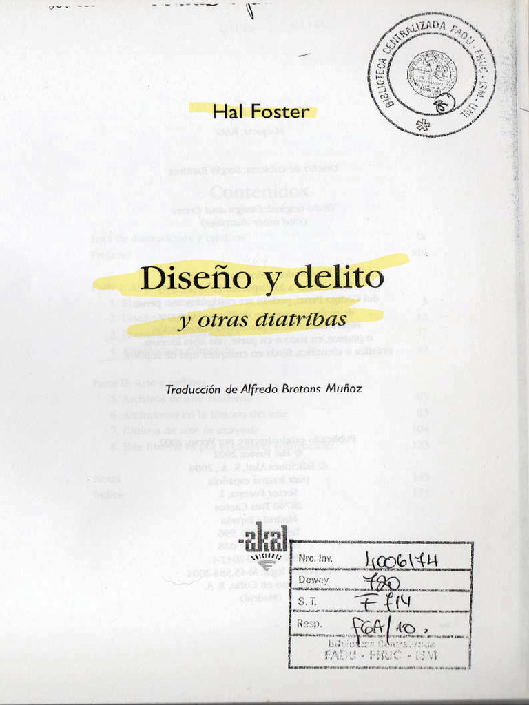 Foster Hal Diseno y Delito Prefacio Cap II Diseno y Delito Cap III El ...