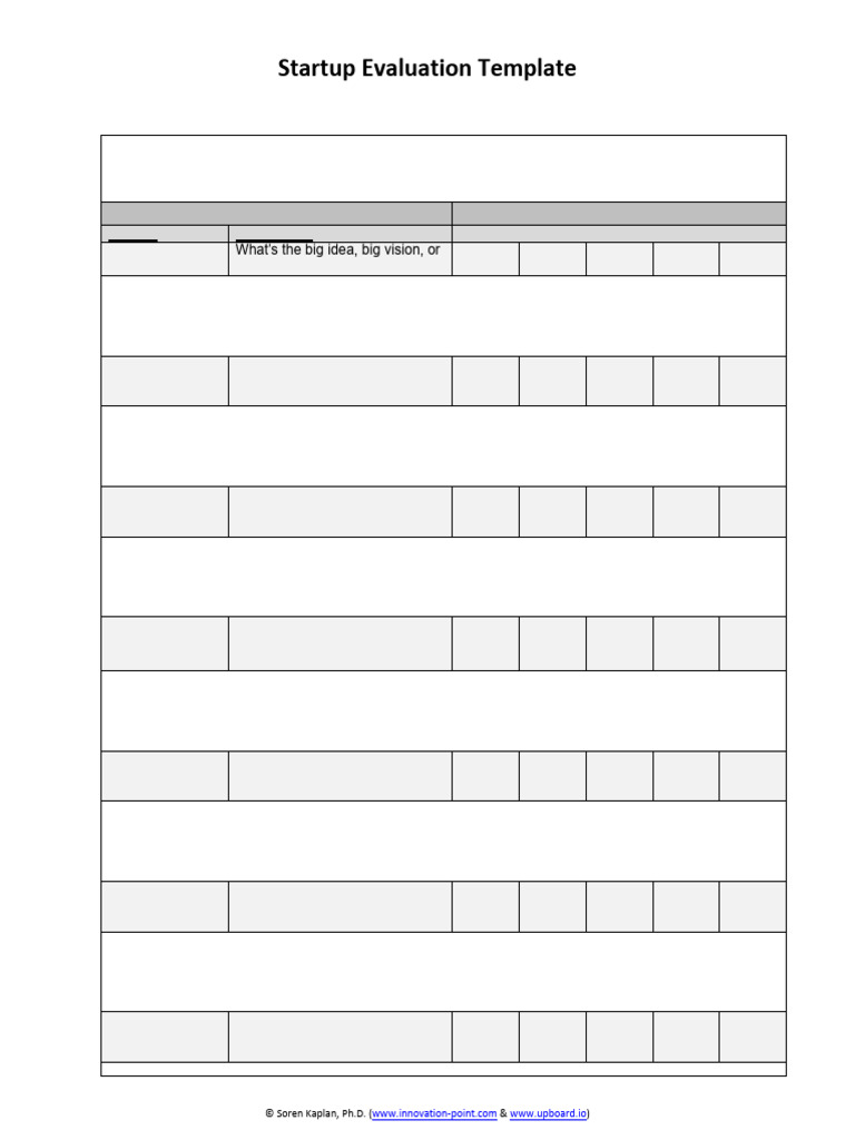 Startup Evaluation Template | PDF | Startup Company | Small Business ...