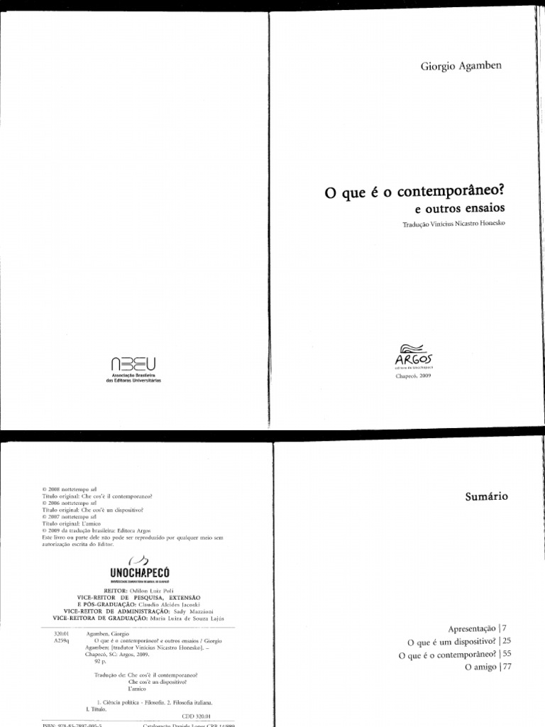 AGAMBEN Giorgio O Que e o Contemporaneo | PDF