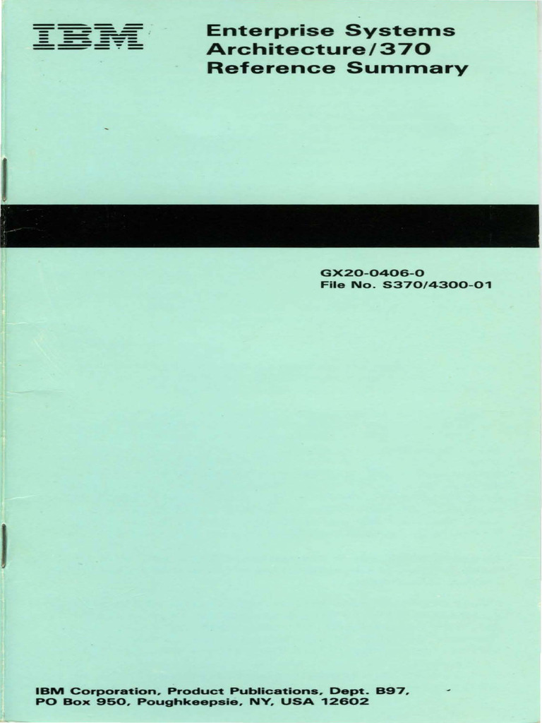 03 - IBM Enterprise Systems Architecture-370 - Reference Summary - 1st ...