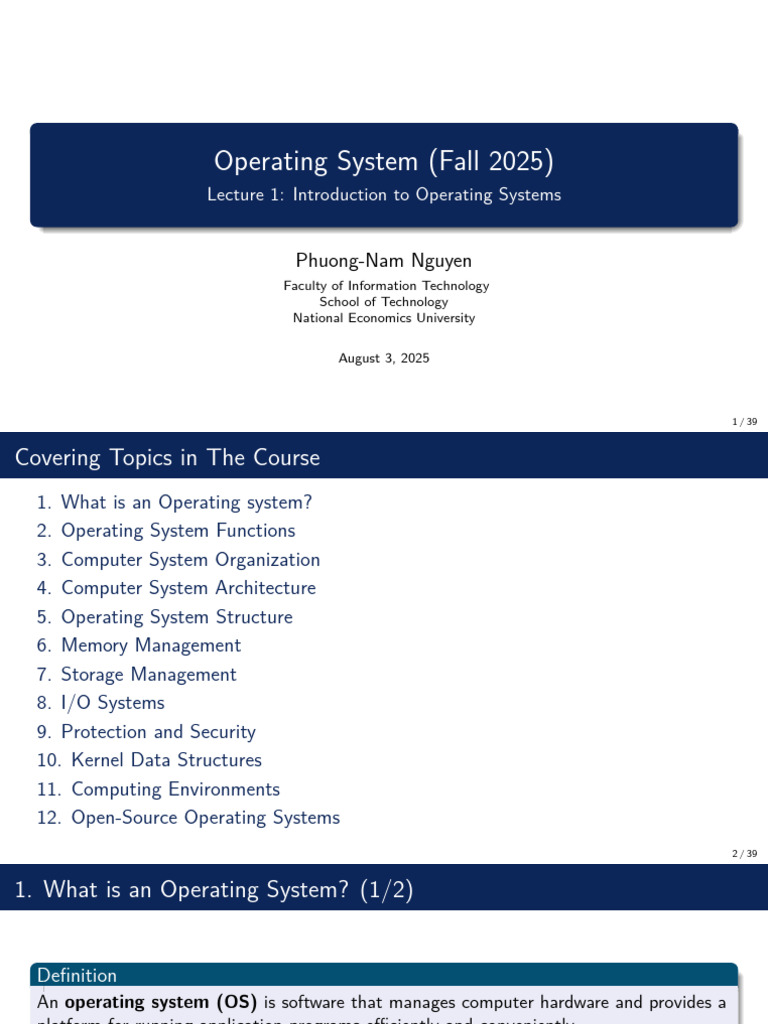 NEU Fall25 OS Lecture 1 | PDF | Operating System | Computer Data Storage