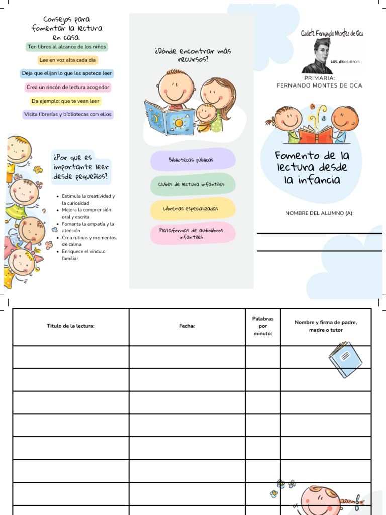Folleto Tríptico Lectura Infantil Ilustrado Bonito Multicolor | PDF
