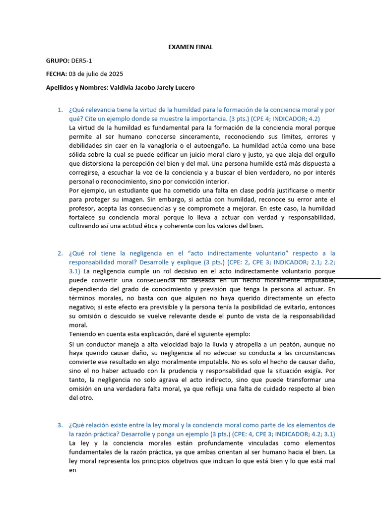 Humildad y Responsabilidad Moral en Ética | PDF | Moralidad | Verdad