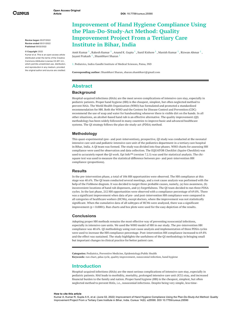 Enhancing Hand Hygiene Compliance in ICUs | PDF | Hand Washing ...