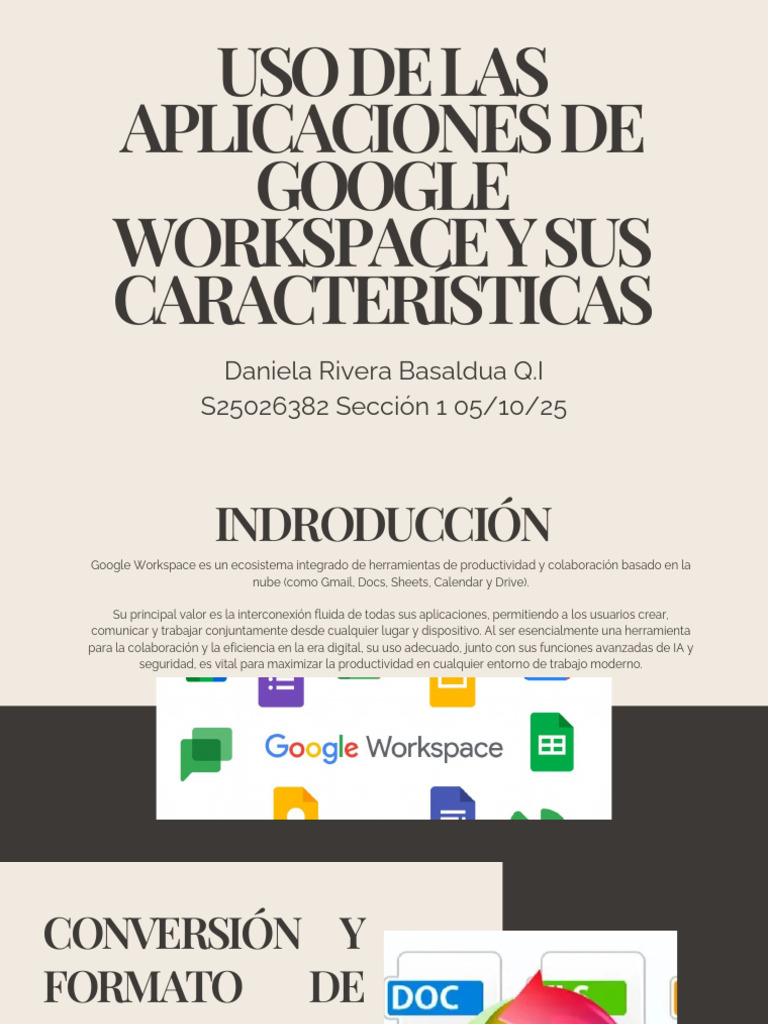 Uso de Las Aplicaciones de Google Workspace y Características | PDF | Informática | Formatos de ...