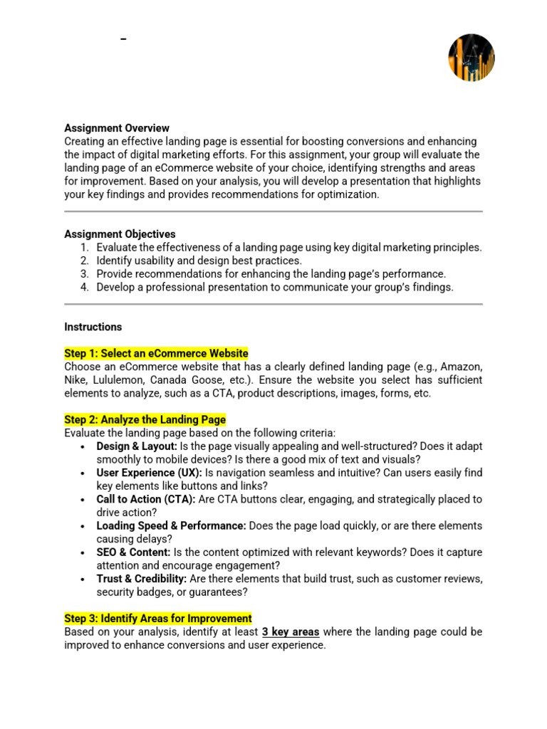 Assignment 1 - Landing Page Optimization Assignment - Winter 2025 | PDF | Digital Marketing ...