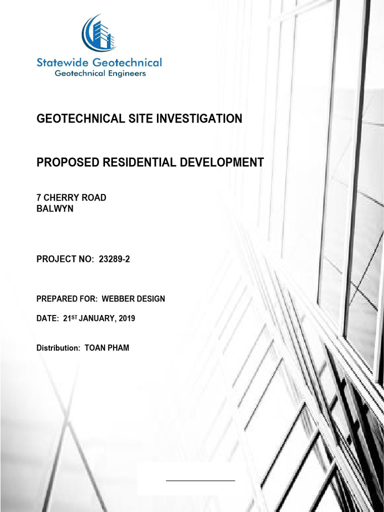 Geotechnical Report for Balwyn Development | PDF | Silt | Geotechnical ...