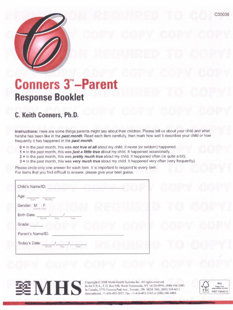 Conners 3 - P.angl | PDF