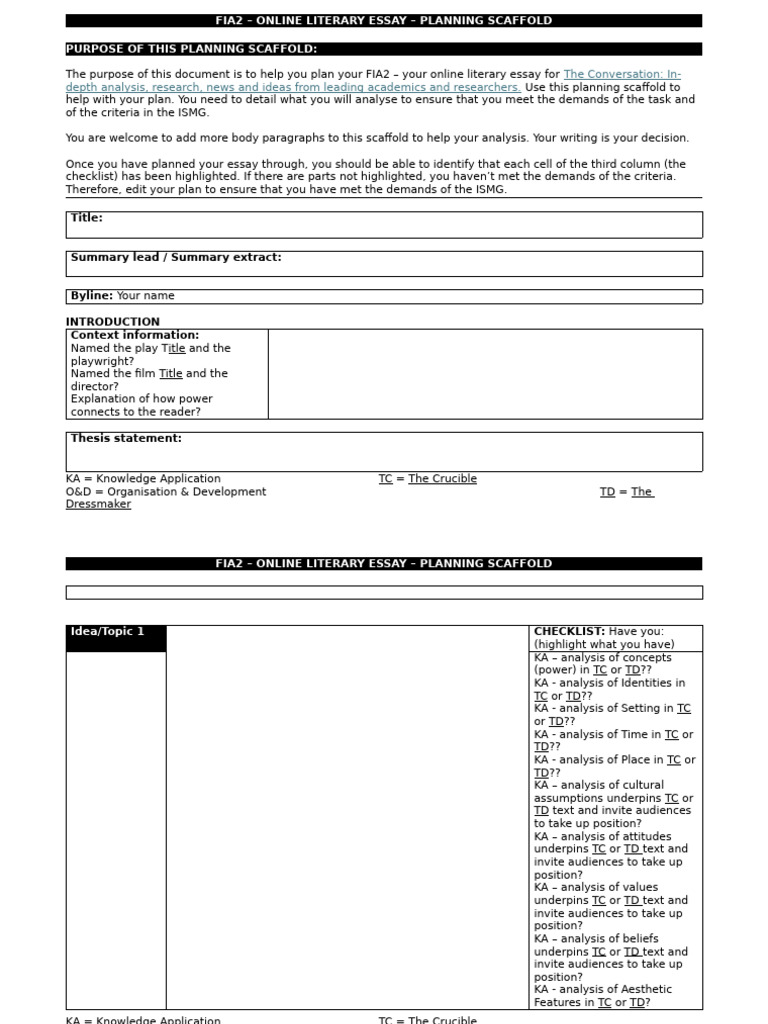 Planning Scaffold | PDF | Essays | Cognition