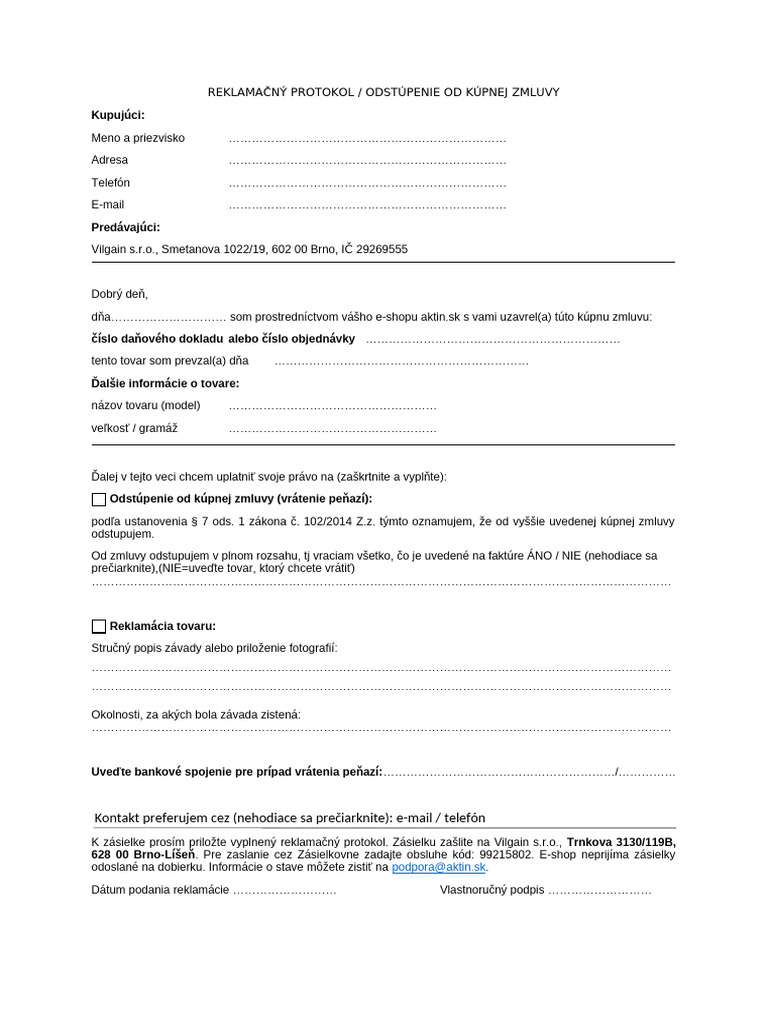 Reklamacni Protokol | PDF