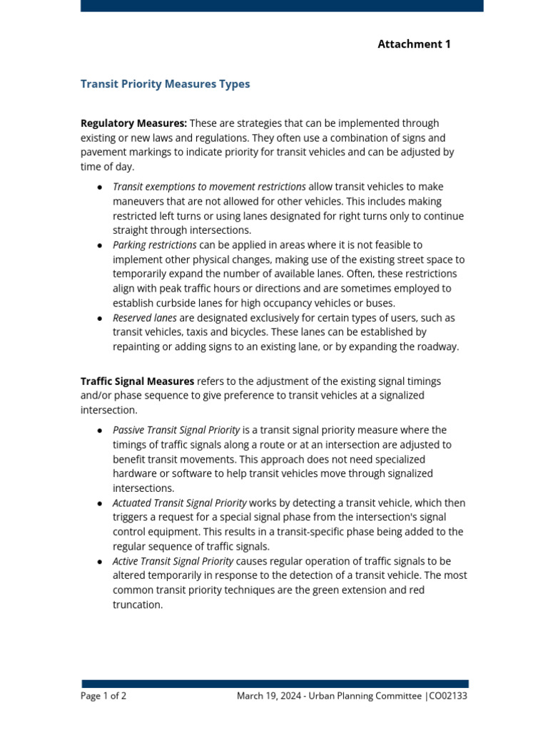 Types of Transit Priority Measures | PDF | Traffic | Traffic Light
