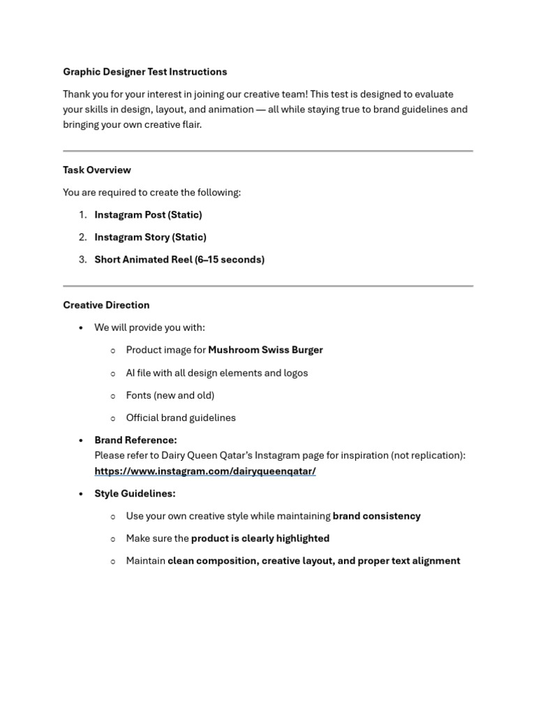Graphic Designer Test Instructions | PDF