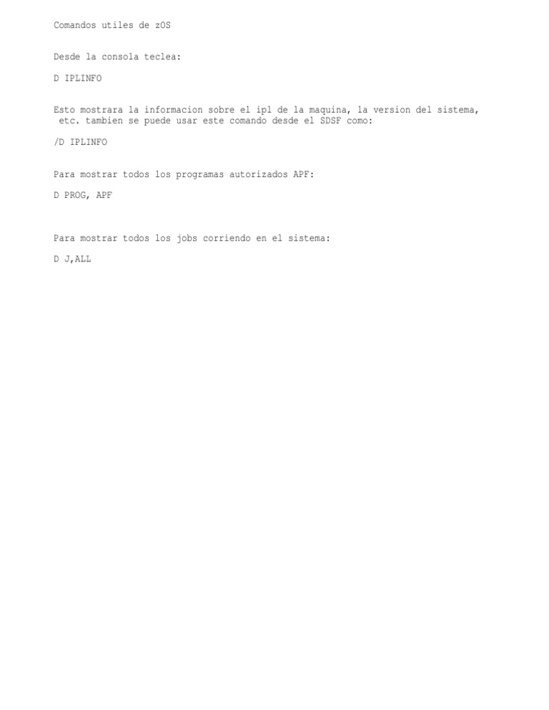 zOS Comandos Utiles | PDF | Juegos y actividades