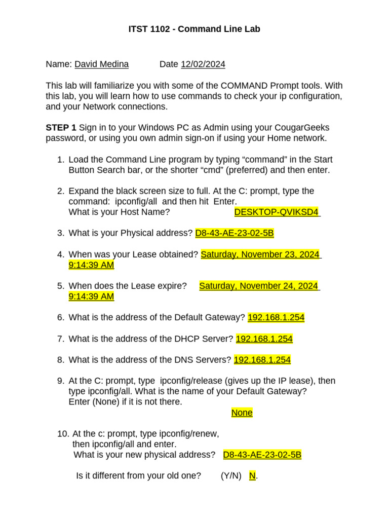 Command-Line Interface Lab | PDF | Ip Address | Command Line Interface