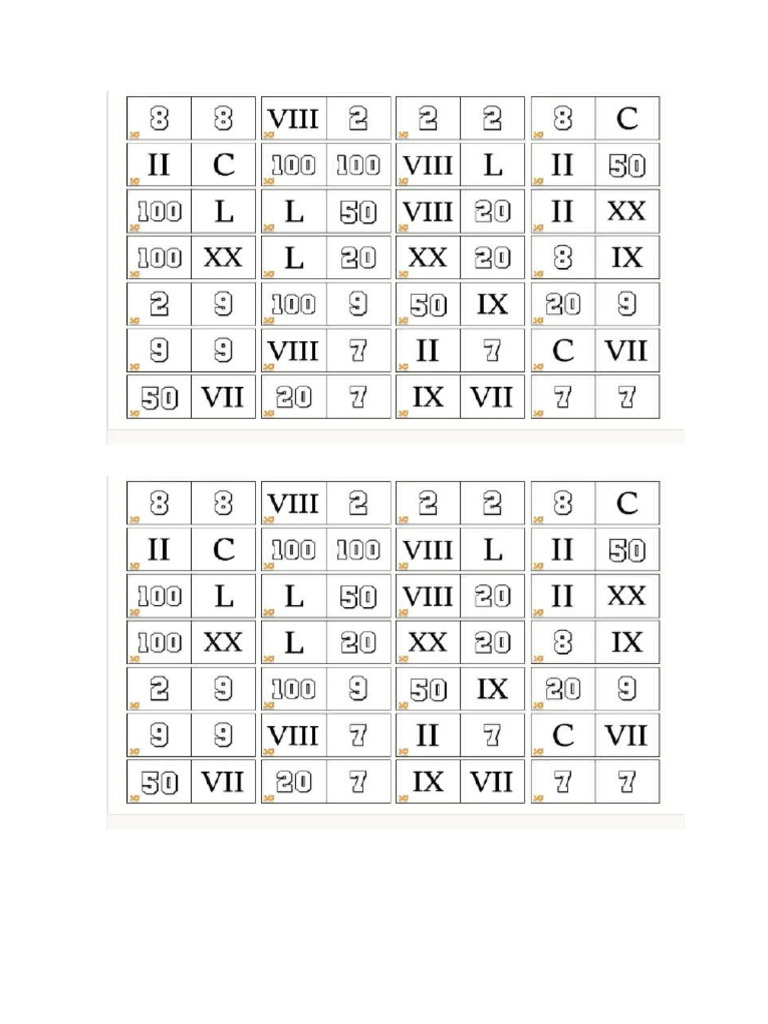 Domino Números Romanos | PDF