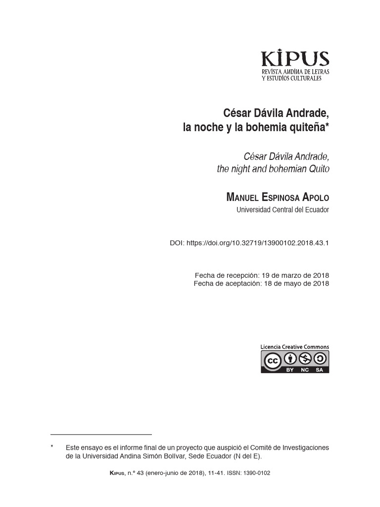 César Dávila Andrade: Bohemia y Noche en Quito | PDF