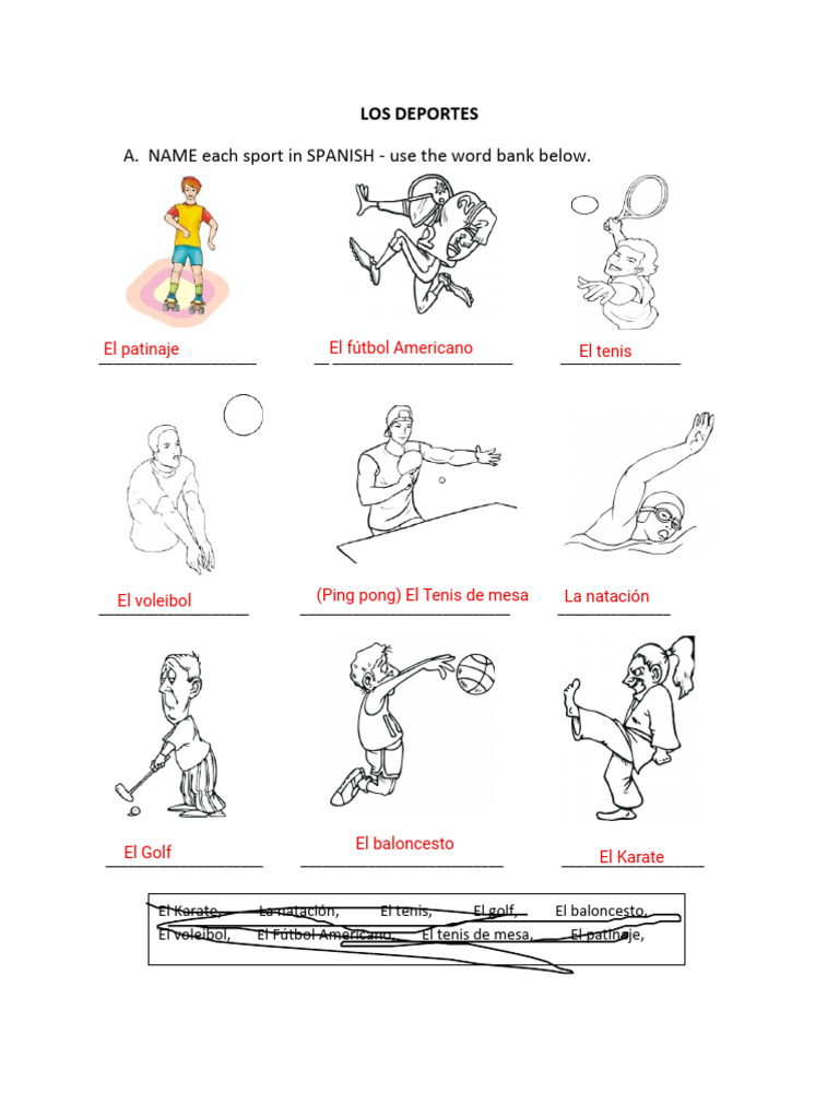 Deportes en Español: Actividades y Gustos | PDF | Deportes olímpicos ...