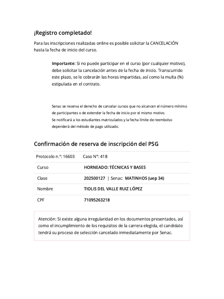 Senac PR - Registro | PDF