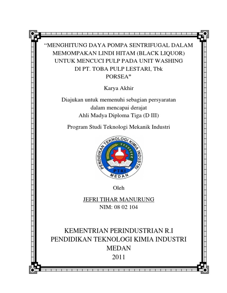 Menghitung Daya Pompa Sen Tri Fugal Dalam Memompakan Lindi Hitam | PDF