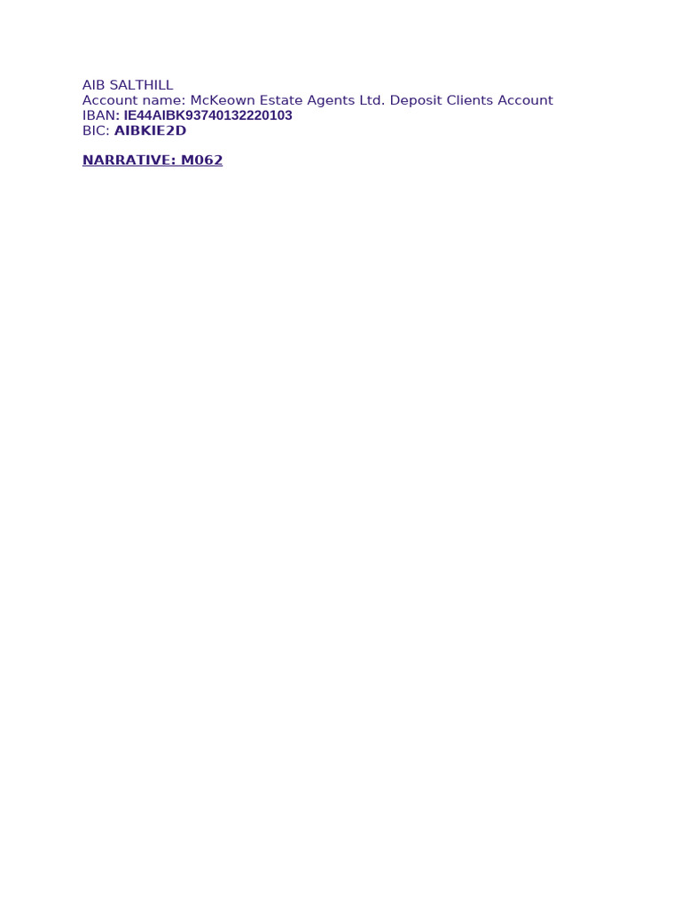 AIB Salthill Account Details | PDF