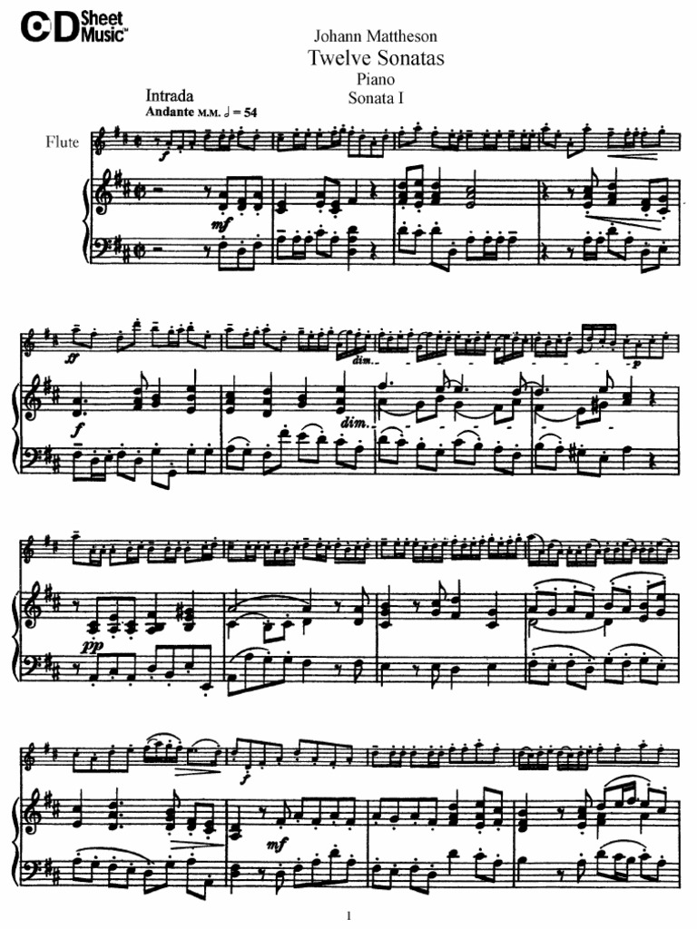 Mattheson - Sonata No. 1 in D Major (Score) | PDF