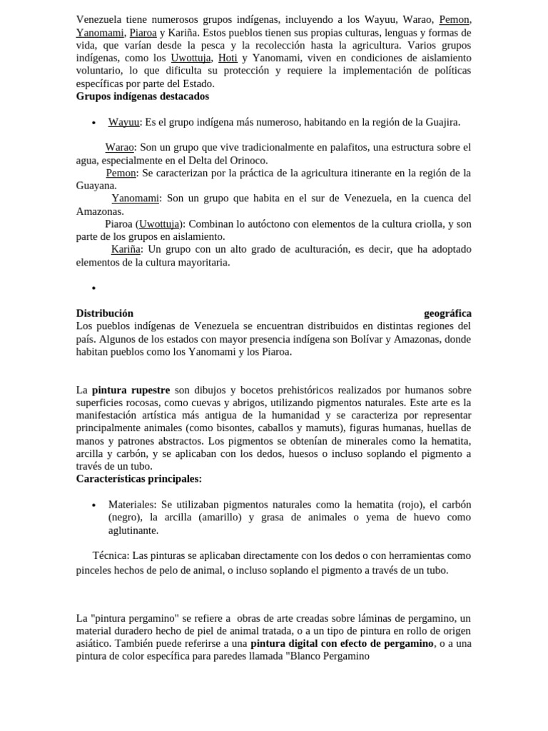Grupos Indígenas de Venezuela y su Cultura | PDF | Pinturas