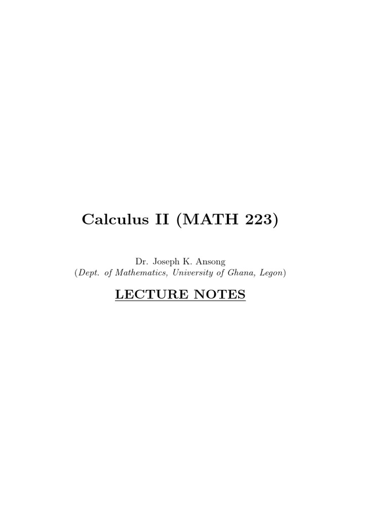 Calculus II Lecture Notes Overview | PDF | Integral | Power Series