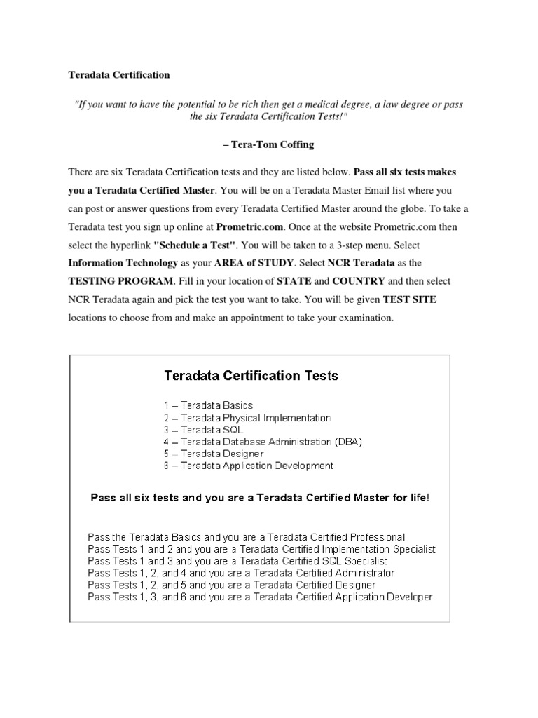 Teradata Certification | PDF | Database Index | Table (Database)