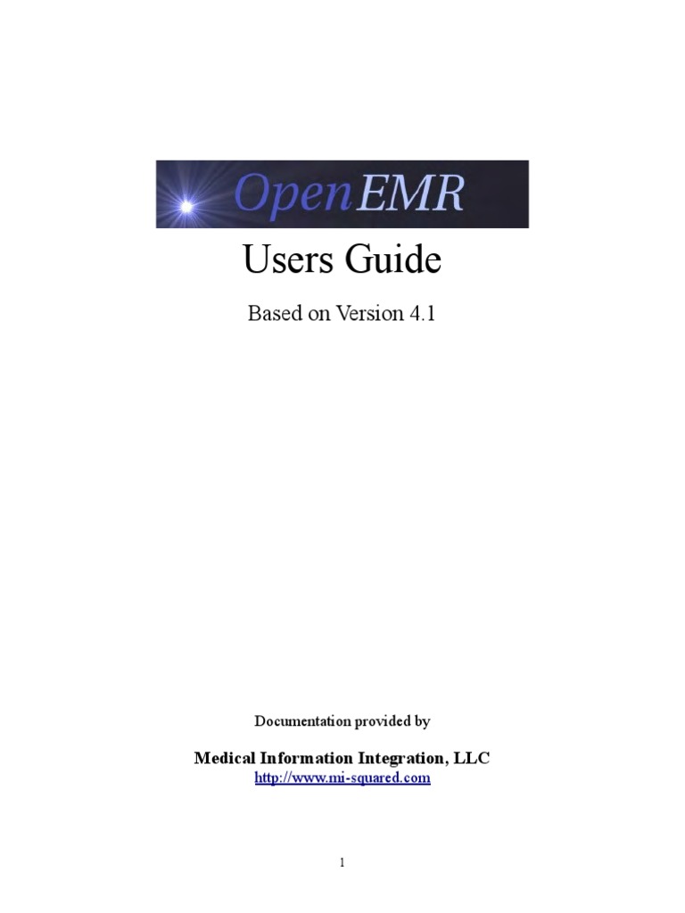 OpenEMR 4.1 Users Guide V2 | PDF | Medical Prescription | Login