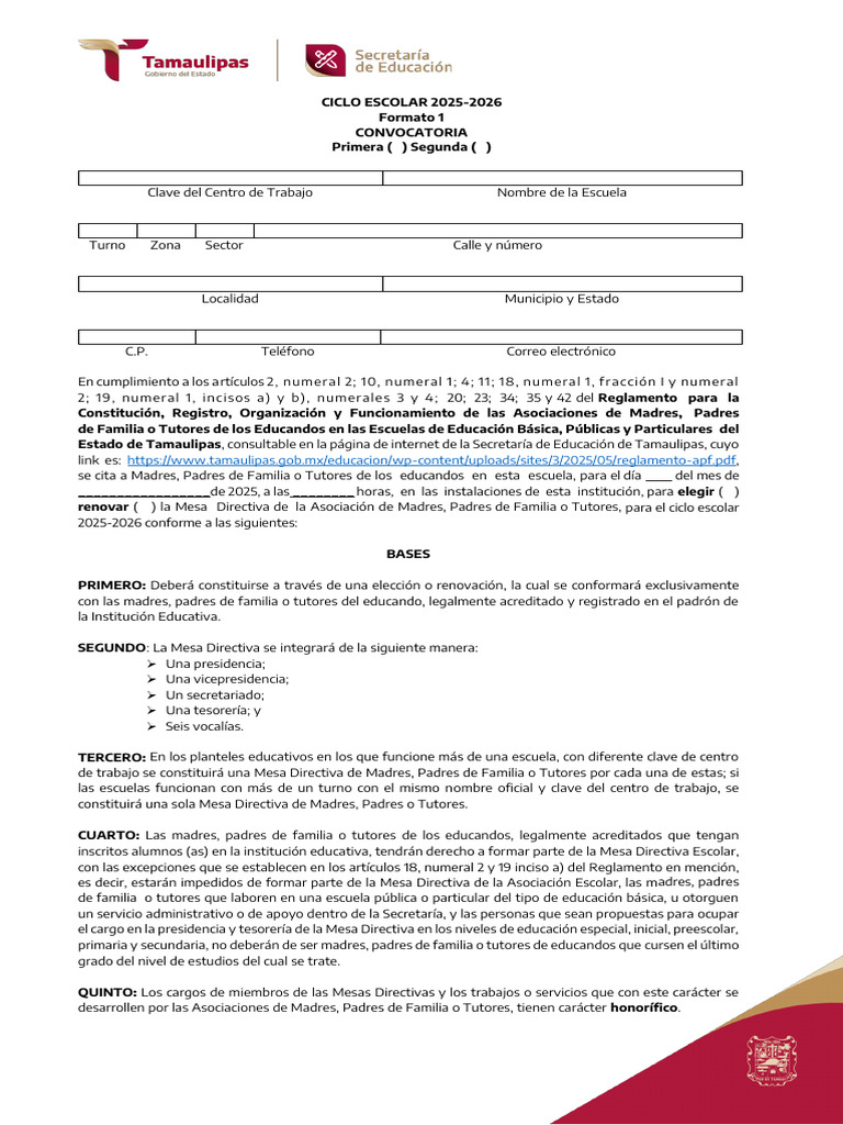 Formato 1 Convocatoria Apf 2025 2026 | PDF | Escuelas | Educación de la primera infancia