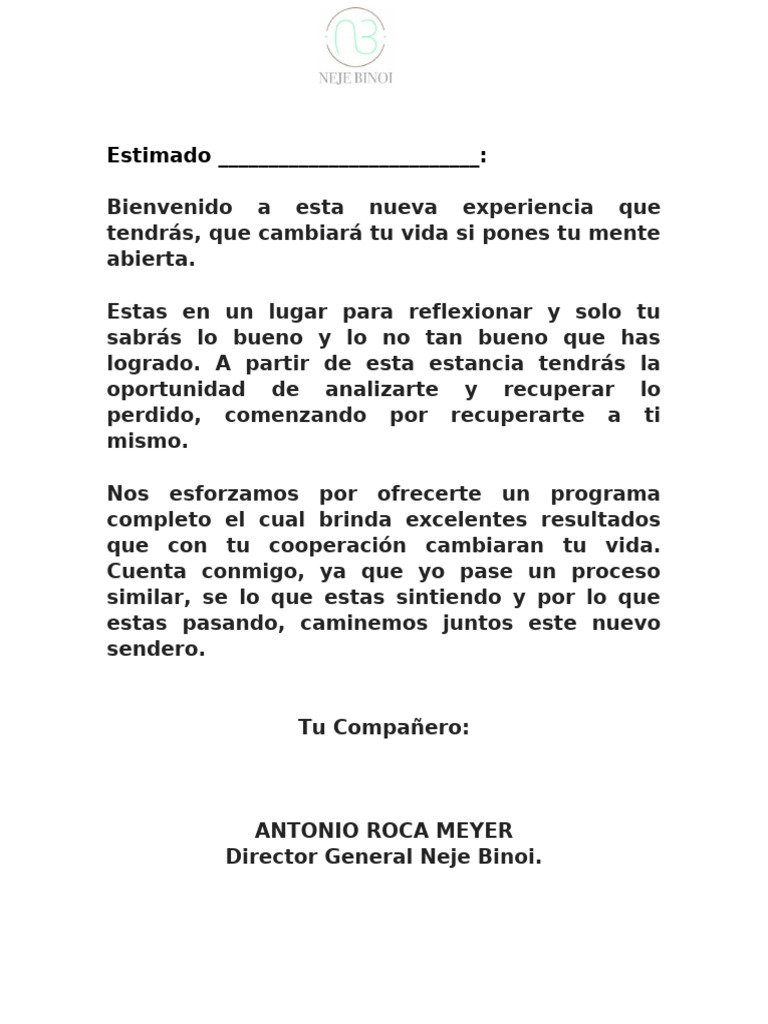 Programa de Recuperación en Neje Binoi | PDF | Anonimato | Ropa
