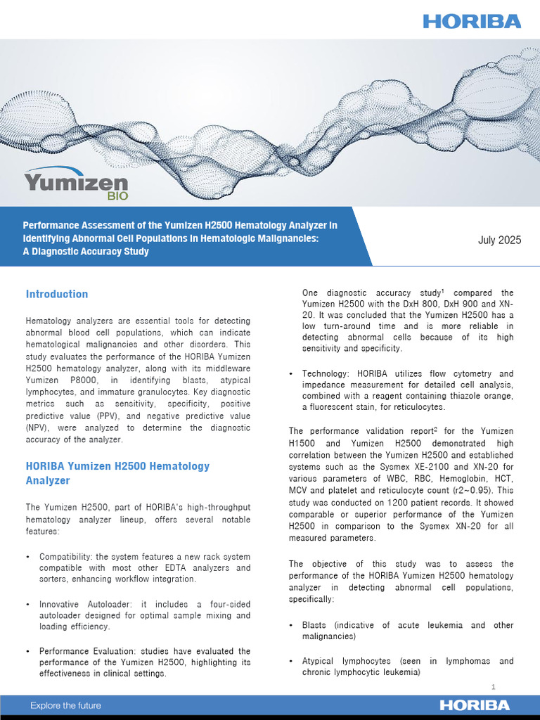 Yumizen H2500 Performance in Hematology | PDF | Sensitivity And ...