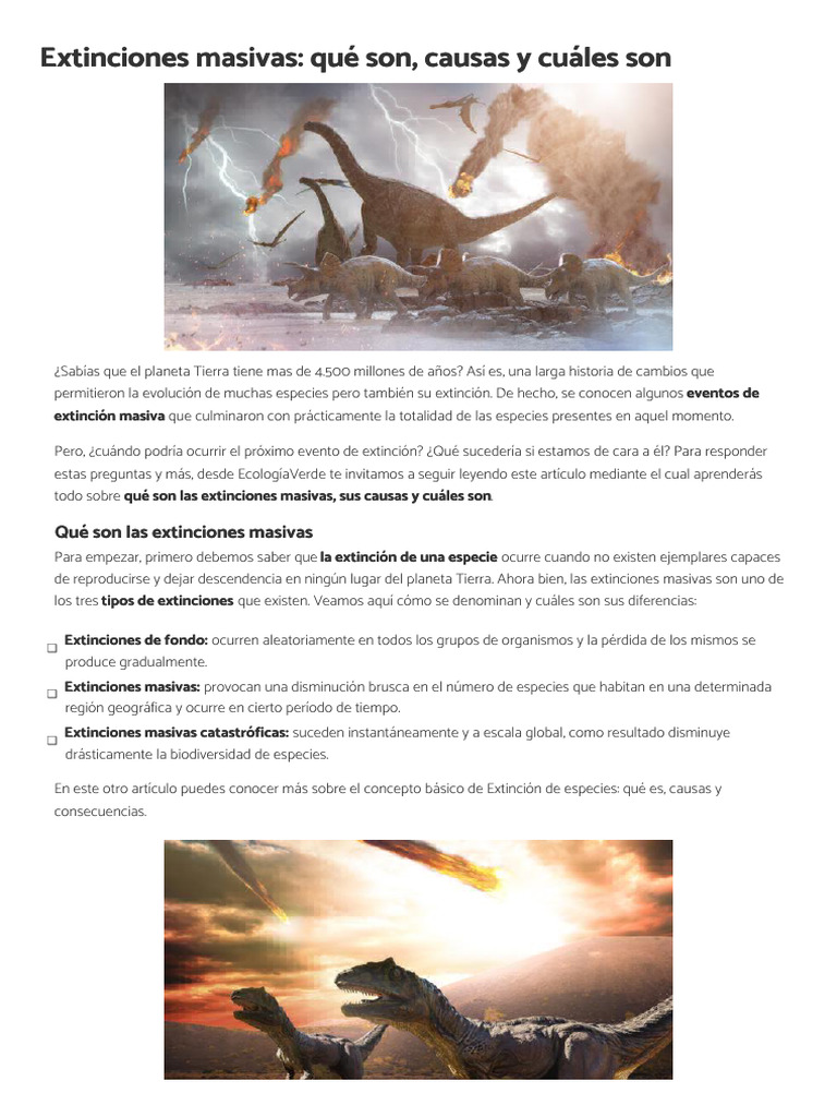 Extinciones Masivas - Qué Son, Causas y Cuáles Son | PDF | Extinción ...
